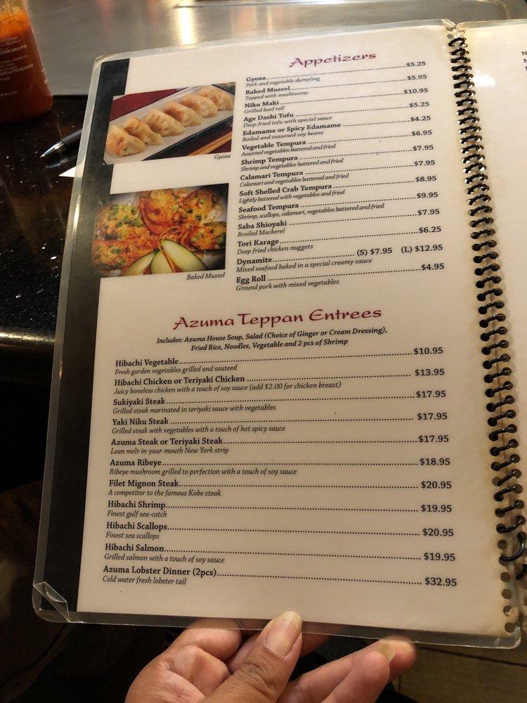 Menu at Azuma Sushi & Teppan restaurant, Albuquerque, San Mateo Blvd NE