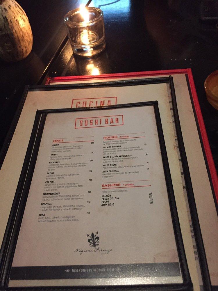 Menu at Negroni pub & bar, Rosario