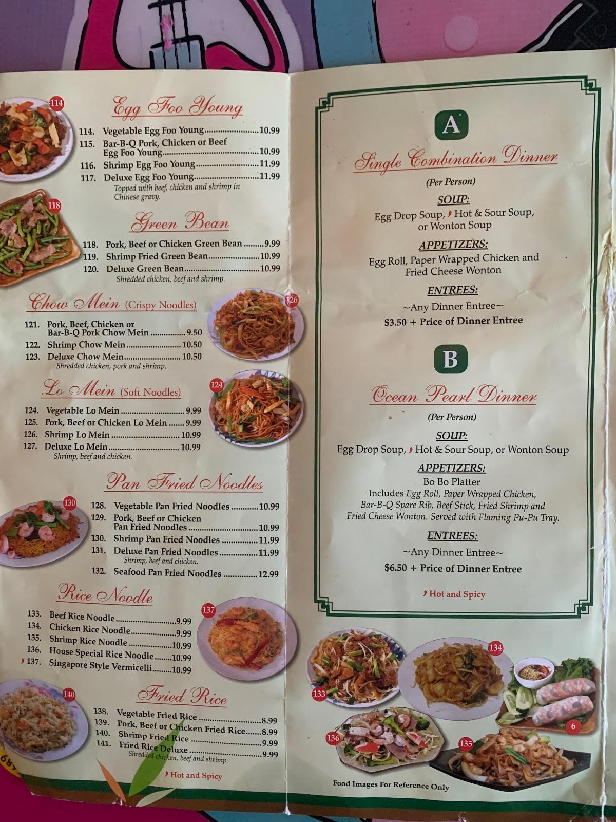 Menu at OCEAN PEARL restaurant, Craig, 441 W Victory Way