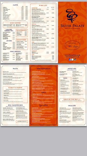 Menu at Silver Palate restaurant, Harpenden