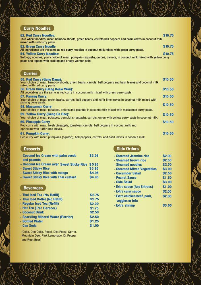 Menu at Thai Plates Cuisine restaurant, Mesa