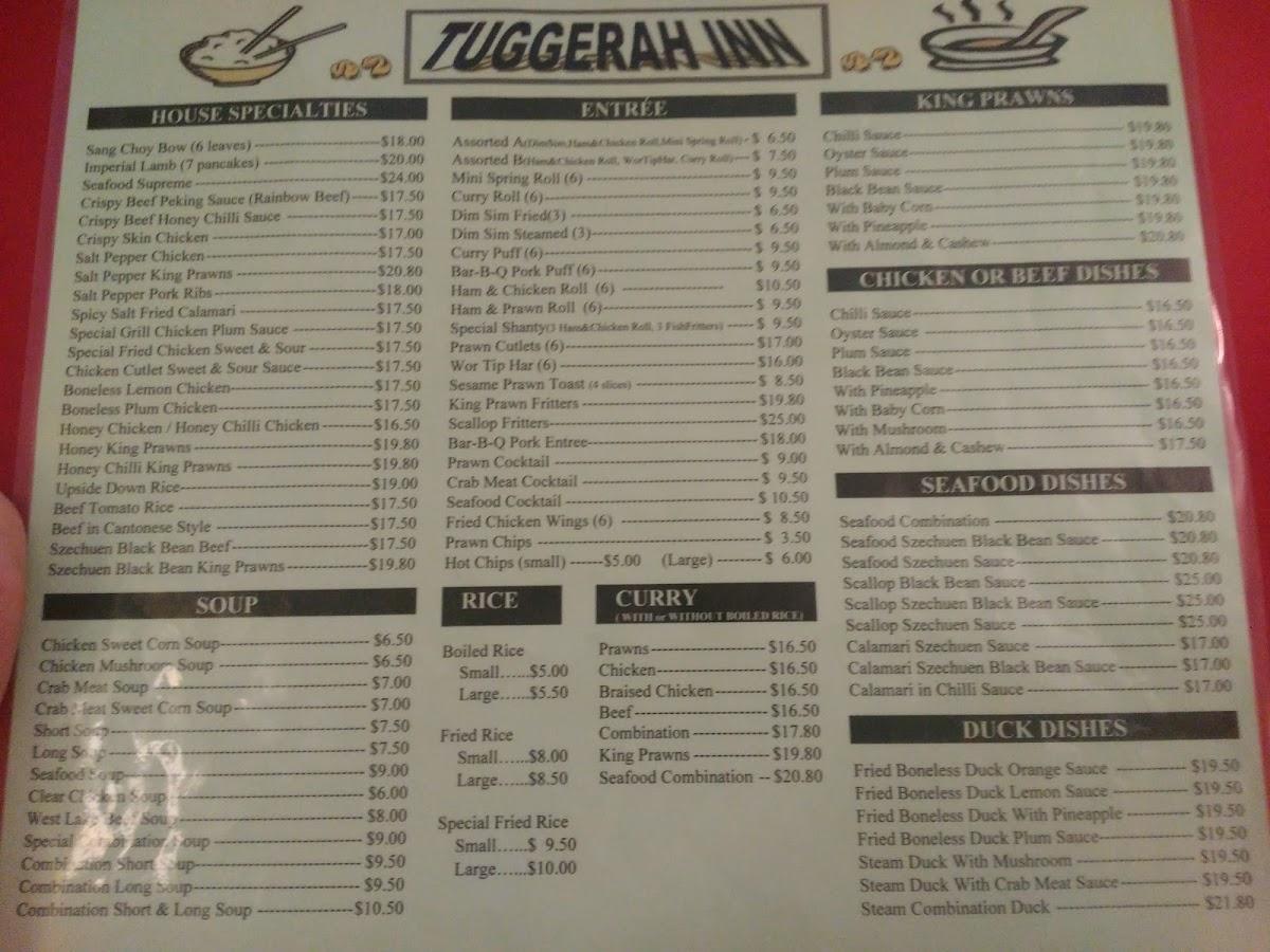 Menu at Tuggerah Inn Chinese Restaurant, Tuggerah