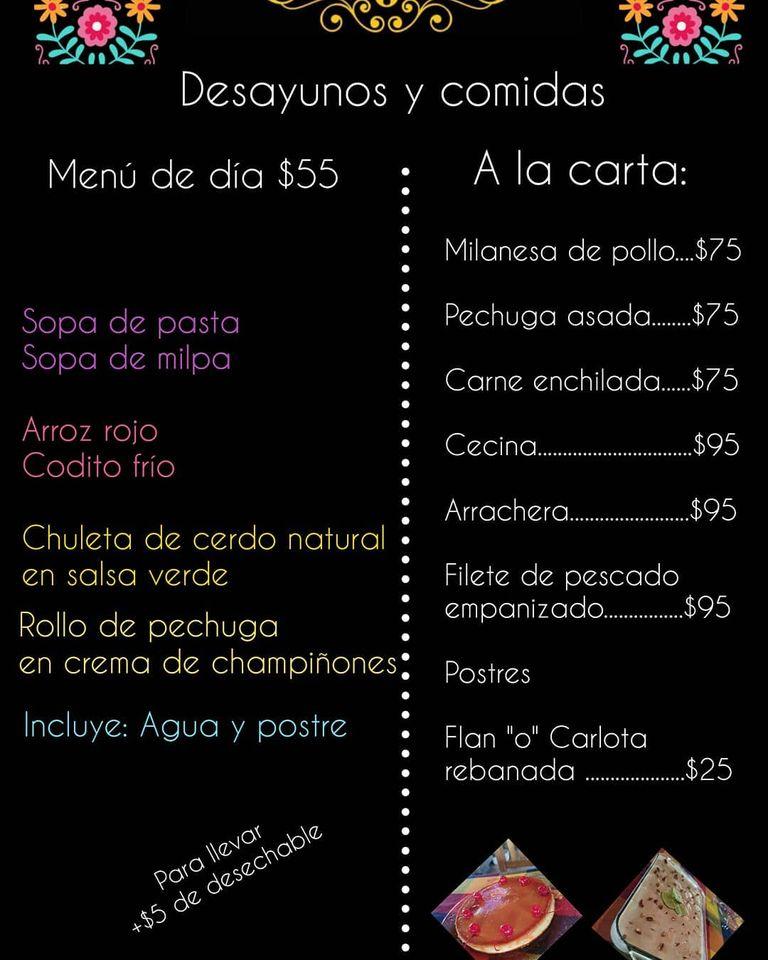 Carta de La Macaria restaurante, Fortín de las Flores