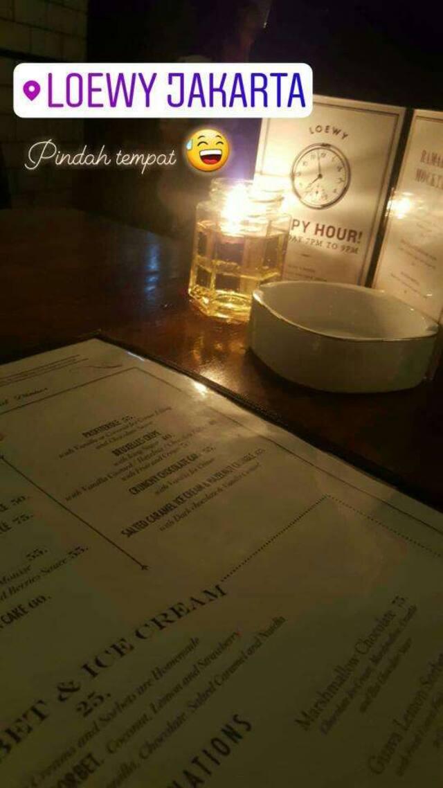Menu at LOEWY pub & bar, South Jakarta