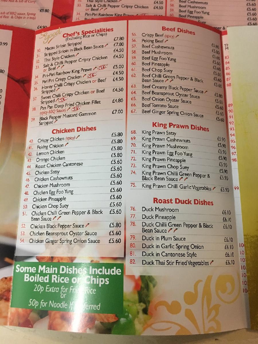 Menu at So Good fast food, Leven