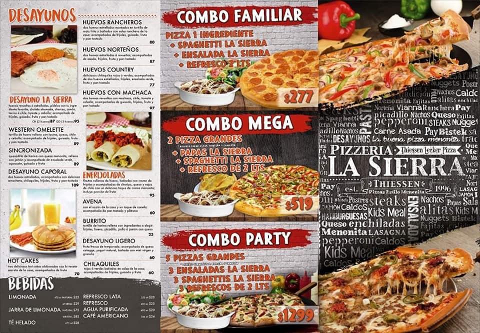 Carta de Pizzeria La Sierra Camargo, Ciudad Camargo