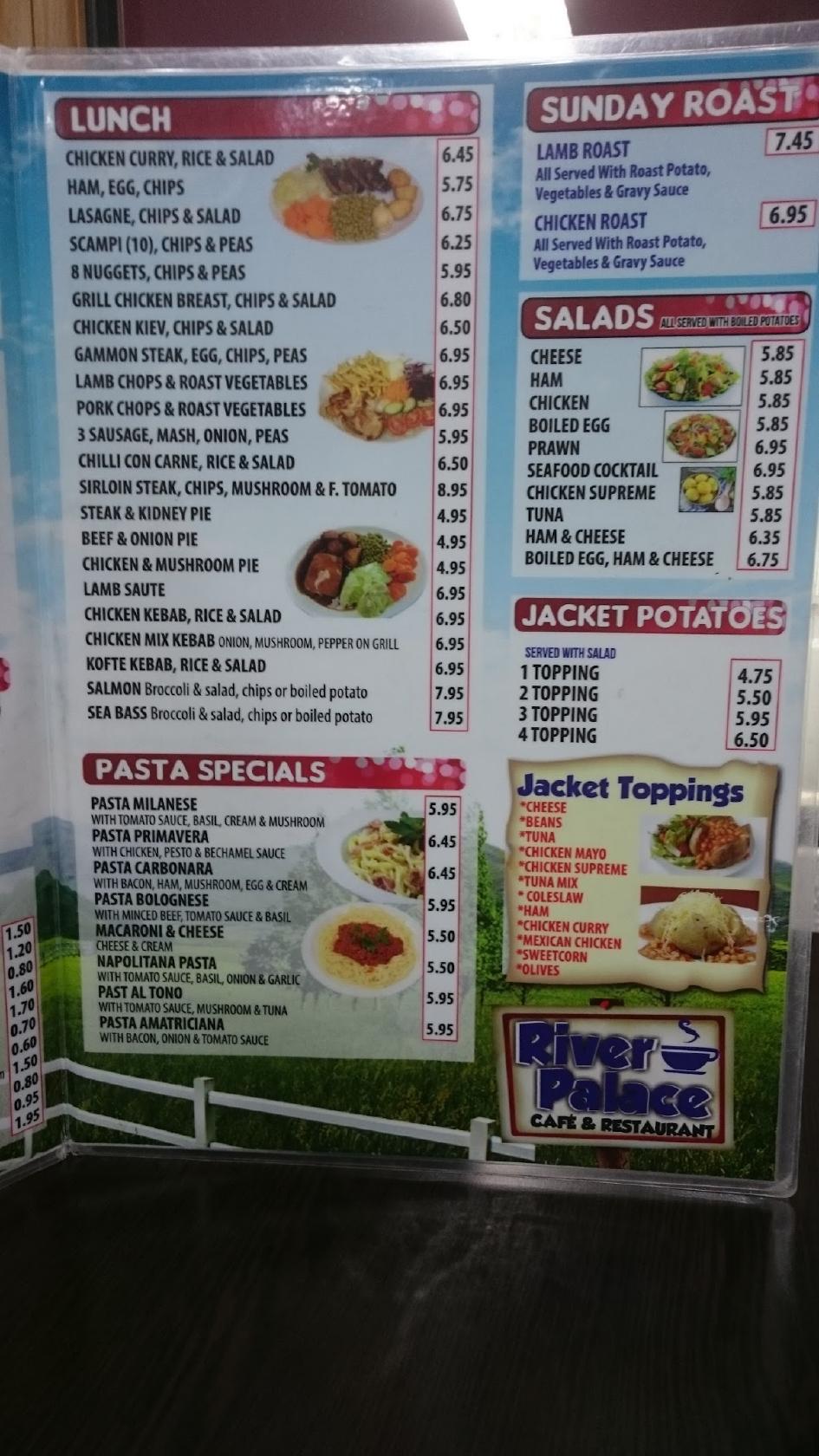 Menu at River Palace Cafe, Hoddesdon