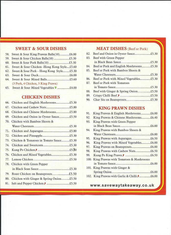 Menu at Saveway fast food, Banbury