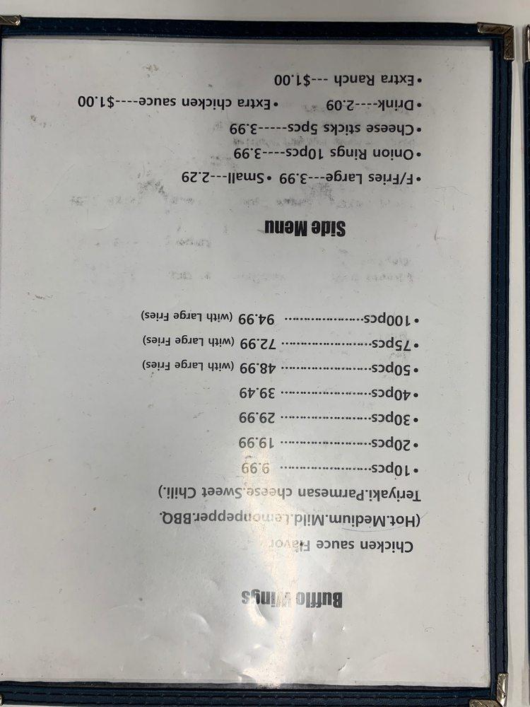 Menu at Shady Grove Wings (Sunrise Buffalo wing & Deli) restaurant, Irving