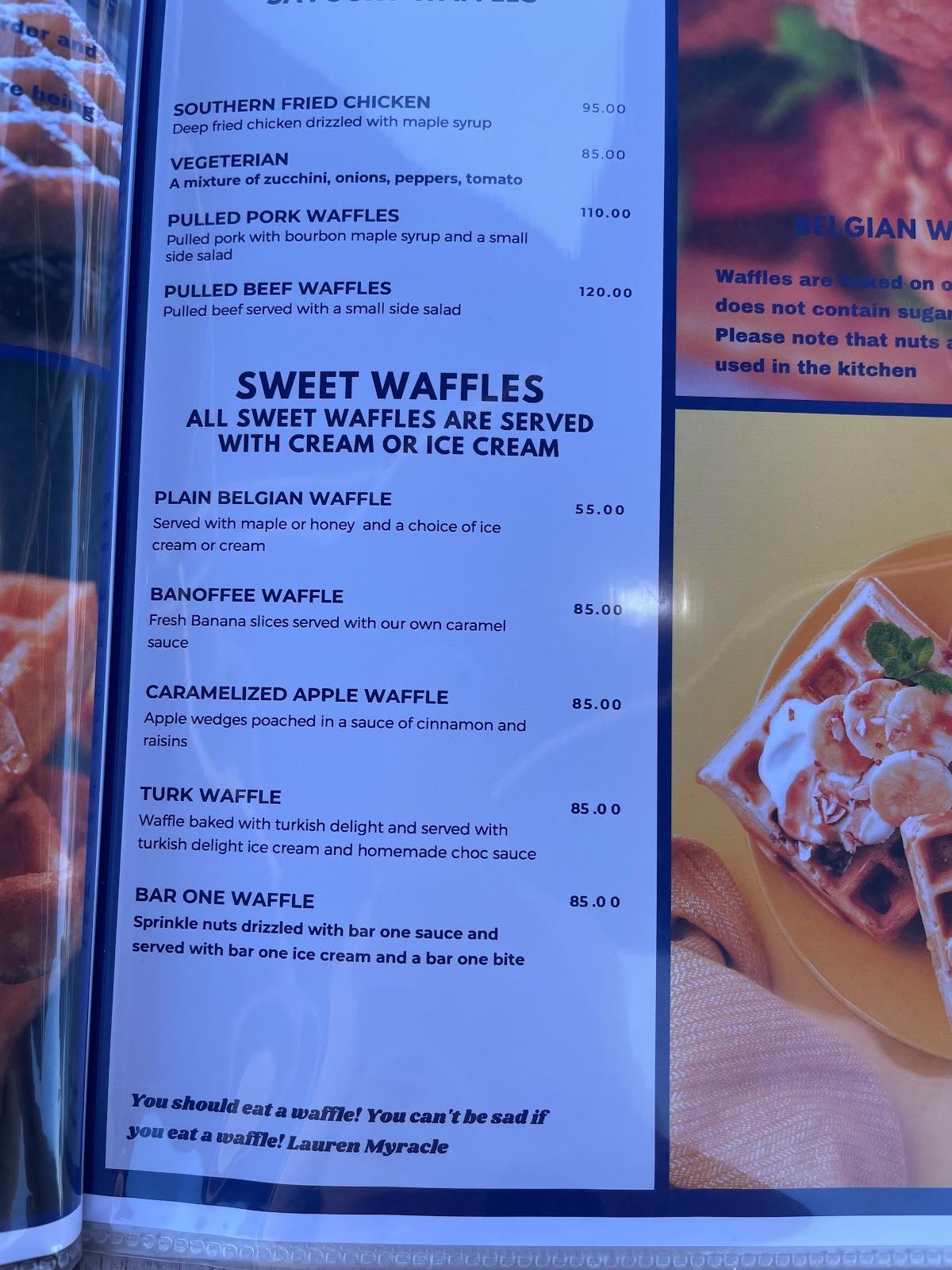 Menu at Whale's Rib Paternoster restaurant, Paternoster