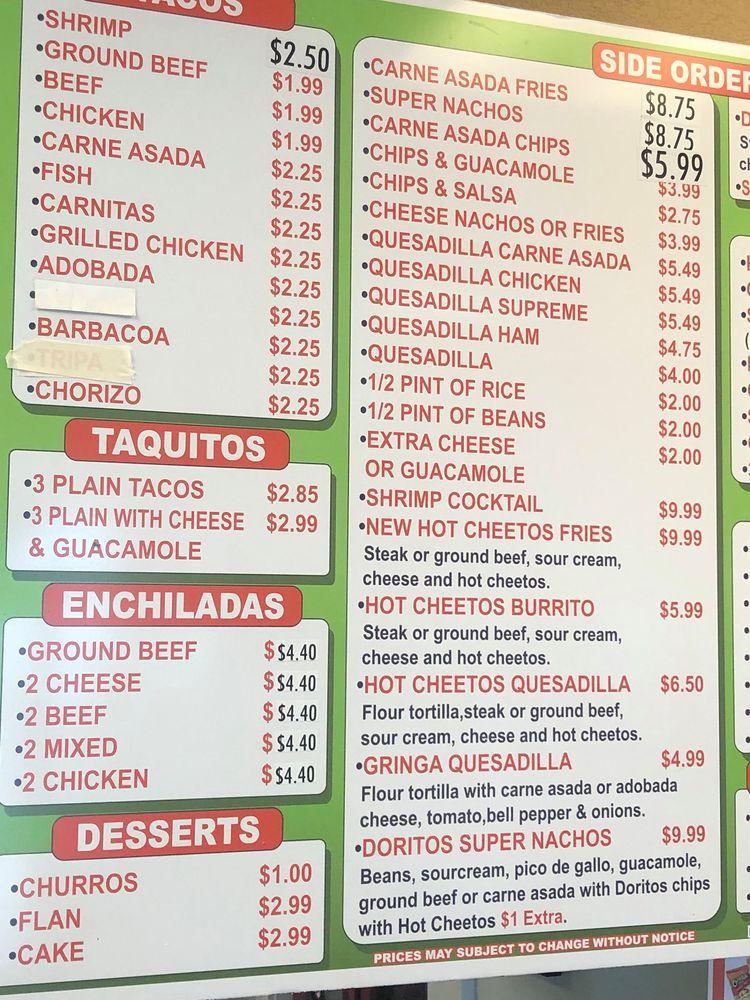Carta del restaurante Alejandro’s Fast Mexican Food, Wichita
