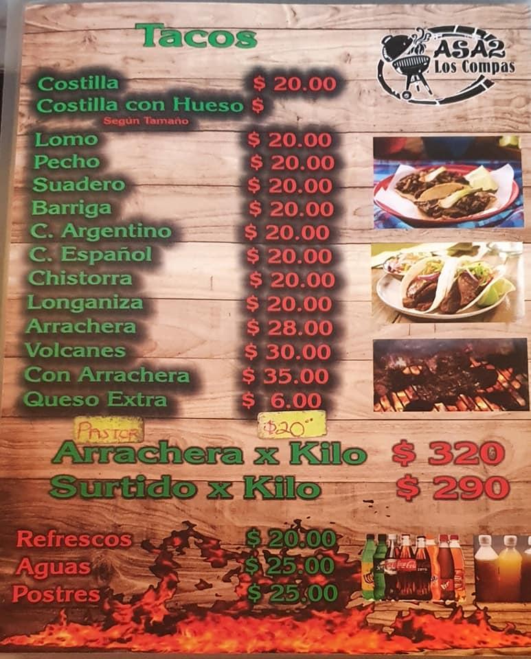 Menu at Asa2 los compas restaurant, Cuautitlan