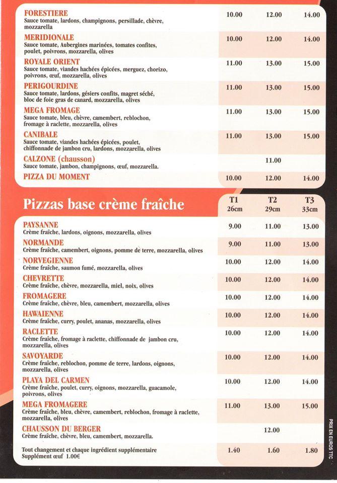 Menu au Pizzeria Chez Pascal, Châtelaillon-Plage, 31 Bd de Lattre de ...