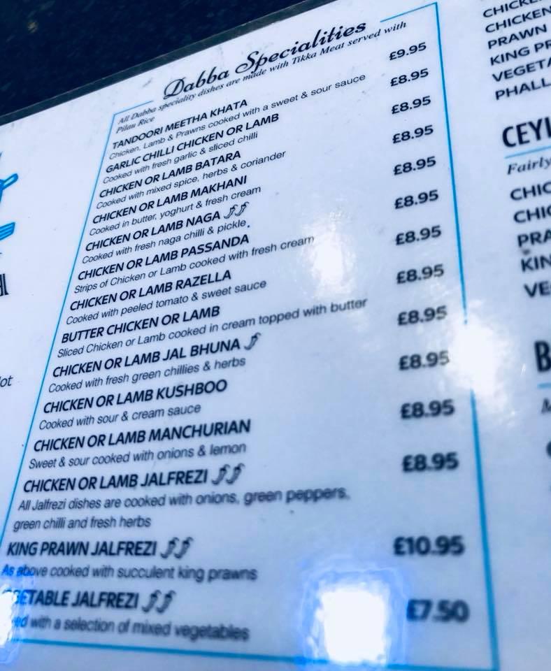 Menu at Dabba - The Spice Pot restaurant, Hythe