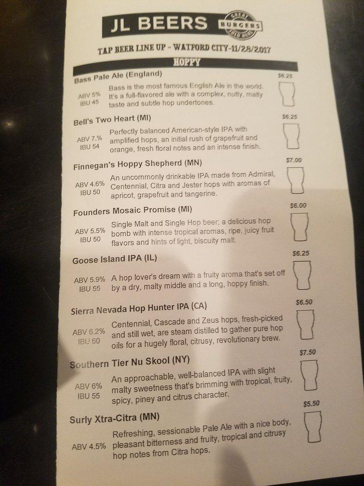 Menu at JL Beers pub & bar, Watford City