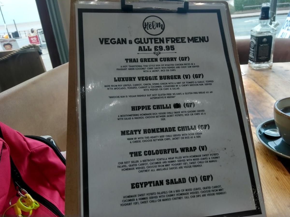 Menu at The Helm cafe, Cleethorpes
