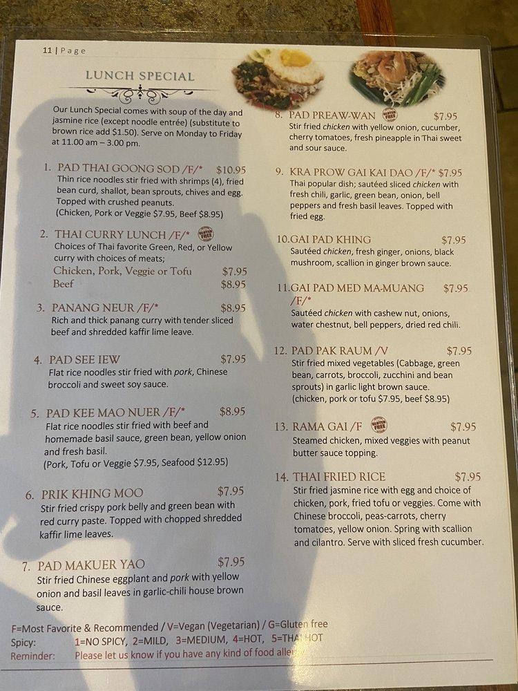 Menu at Cafe’ de Bangkok - Gilbert, AZ, Gilbert