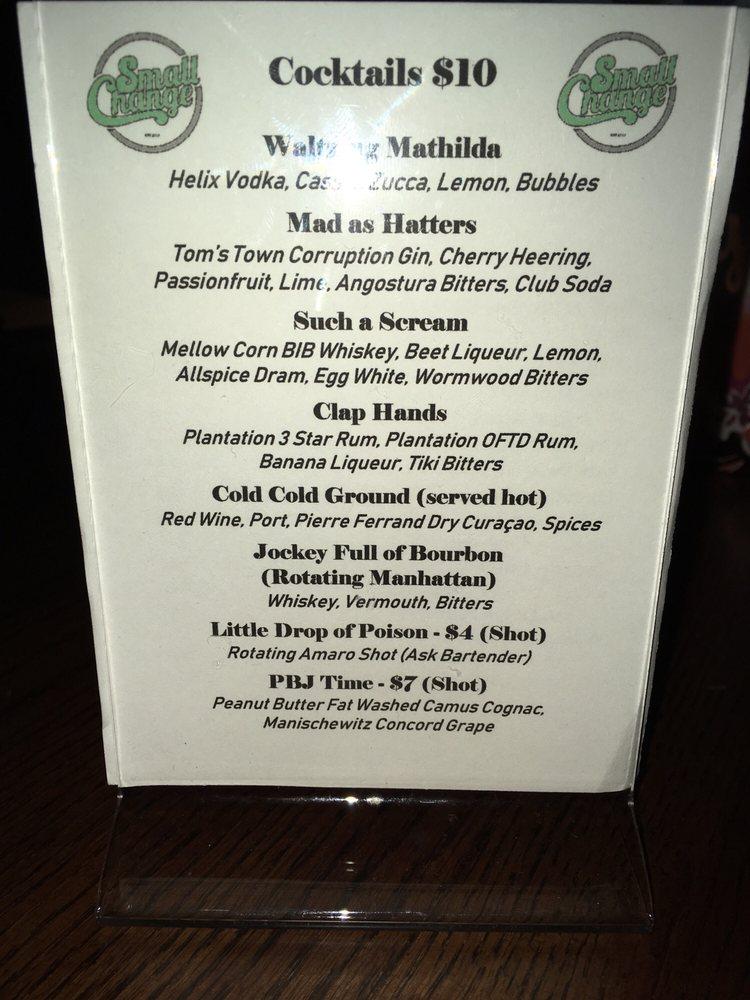 Menu at Small Change STL pub & bar, St. Louis