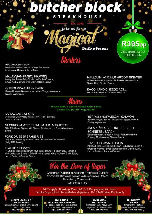 Menu at Butcher Block Restaurant - Umhlanga, Durban, 2 Ncondo Place