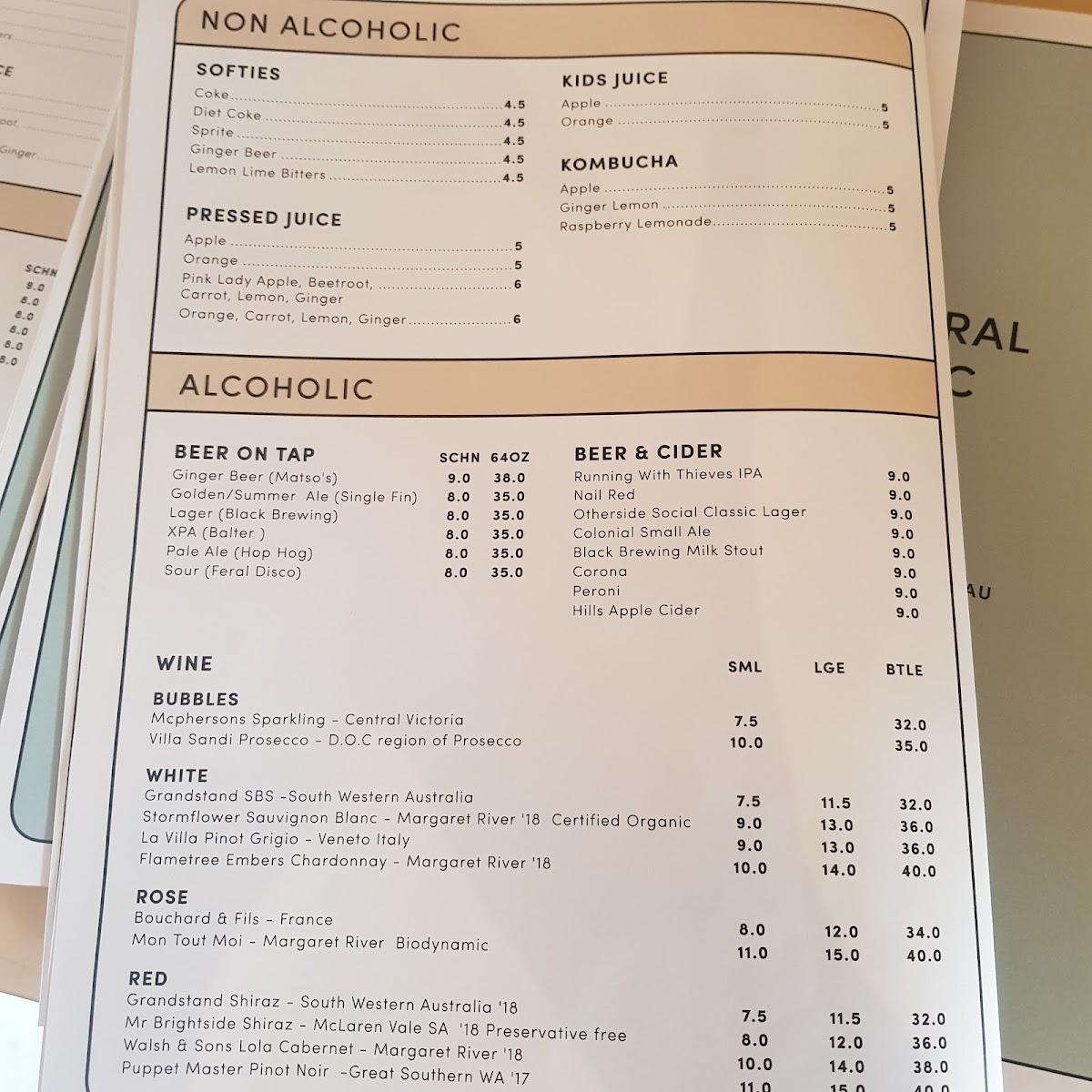 Carta de General Public Food Co, Doubleview