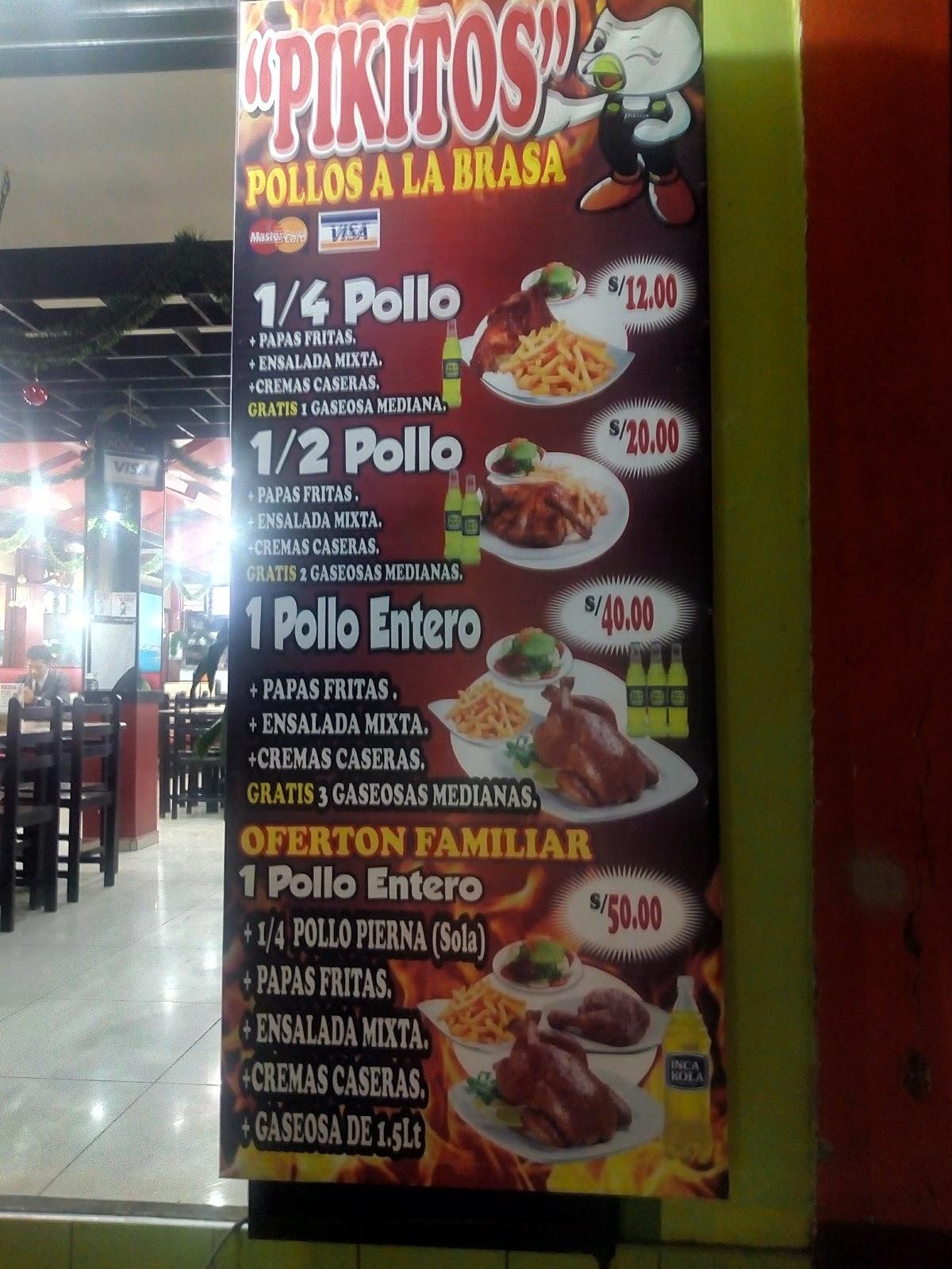 Menu at PIKITOS chifa- polleria restaurant, Callao District
