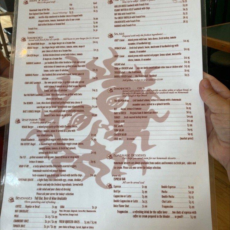 Menu at Riverside Cafe, Ellsworth