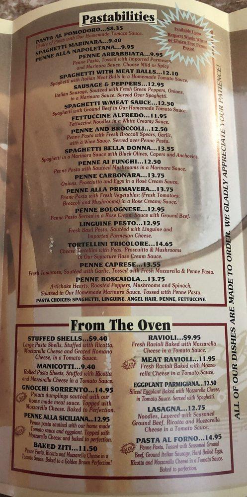 Menu at Strapasta pizzeria, Fallston