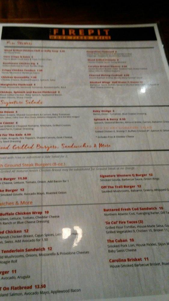 Menu at The Firepit Wood Fired Grill pub & bar, Irwin