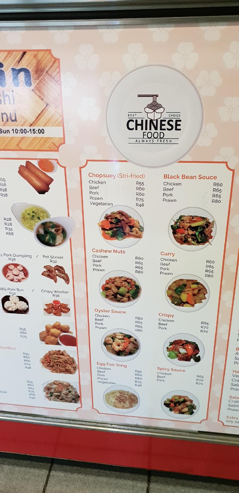 Menu at Win Win Chinese Take Away restaurant, Cape Town