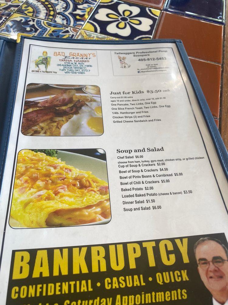 Menu at Jeff's Country Cafe, Oklahoma City