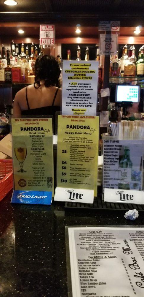 Menu at Pandora Cafe Karaoke/Bar & Grill, Honolulu