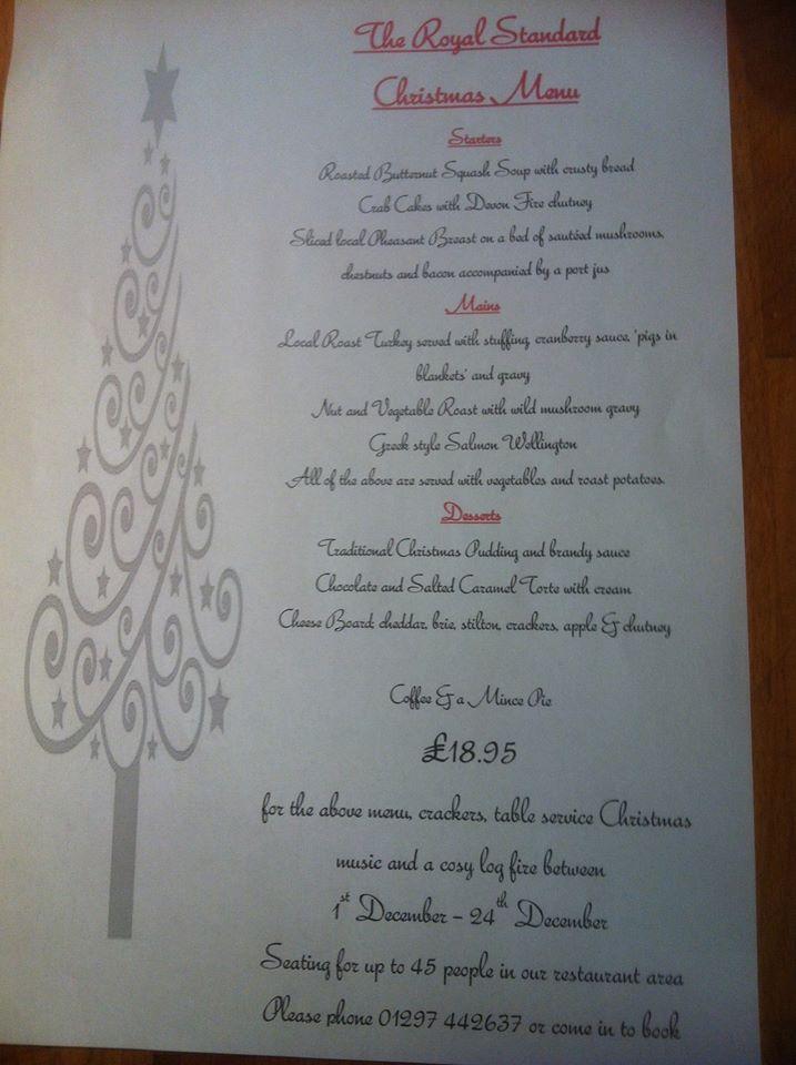 Menu at The Royal Standard pub & bar, Lyme Regis
