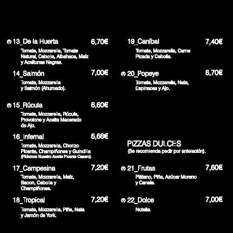 Carta de dIVINO bEACH ( Restaurante Pizzería / Playa Daimús ), Daimuz