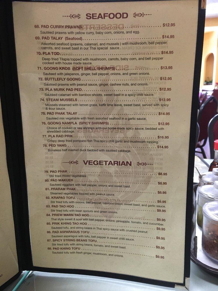 Menu at Bangkok Thai Restaurant, Merced