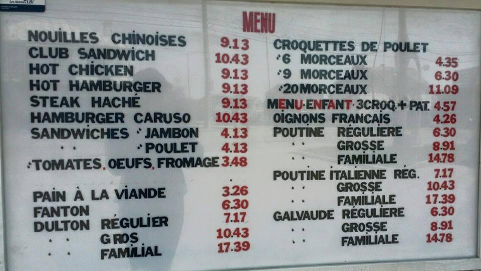 Menu au Casse-Croûte Chez Micheline pub et bar, Québec