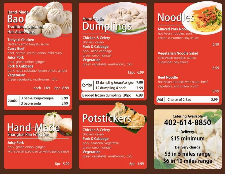 Menu at Hip Bao restaurant, Omaha