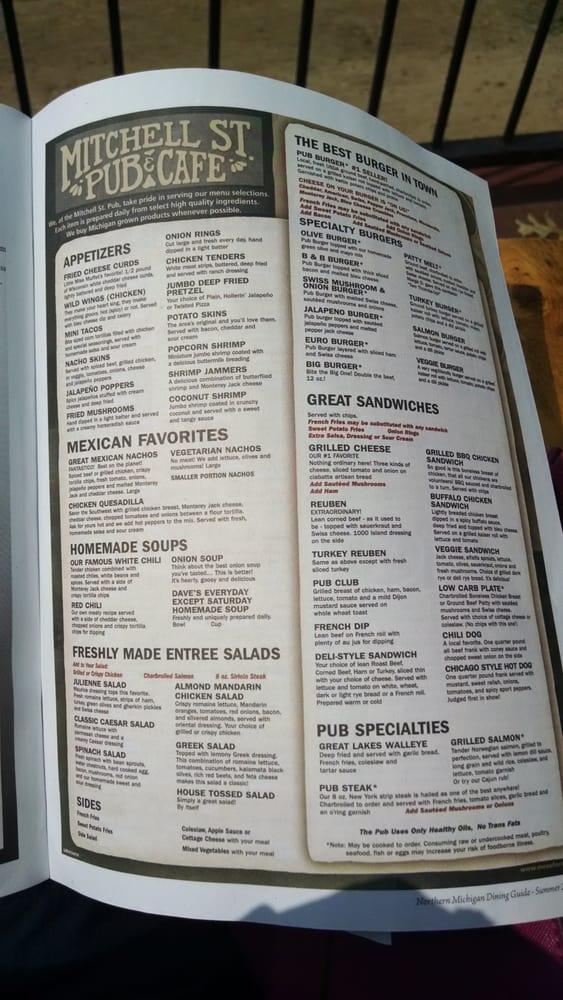 Menu at Mitchell Street Pub, Petoskey