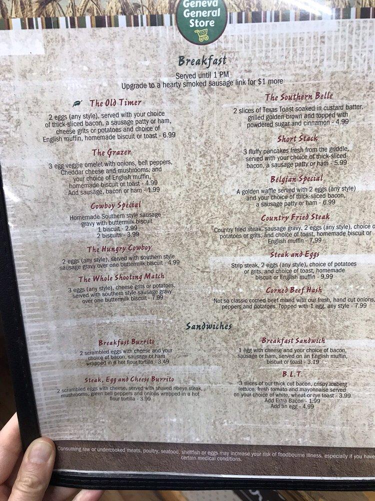 Menu at Geneva General Store pizzeria, Geneva