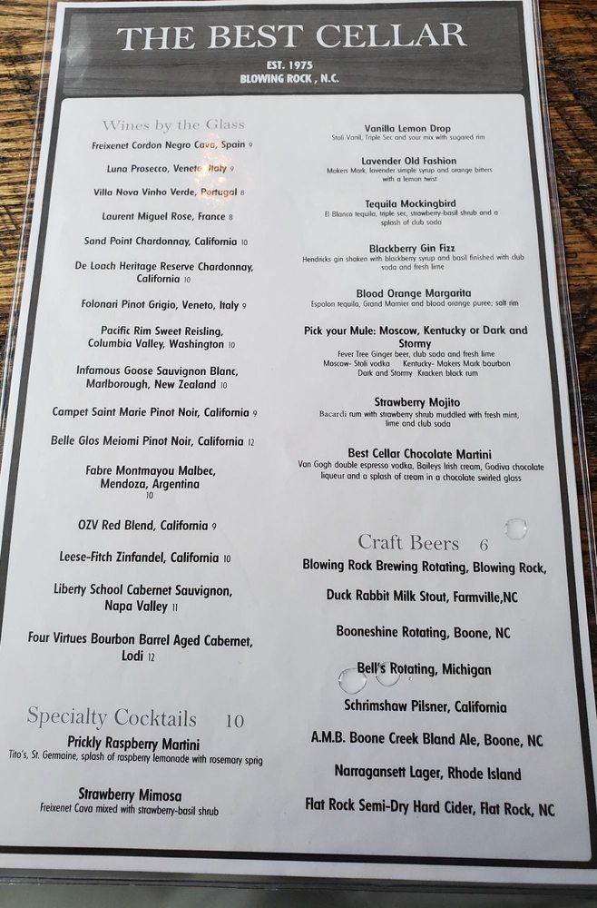Menu At The Best Cellar Pub Bar Blowing Rock Menu At The Best Cellar Pub Bar Blowing Rock
