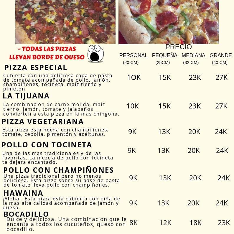 Menu at Wonder Pizza pizzeria, Cúcuta