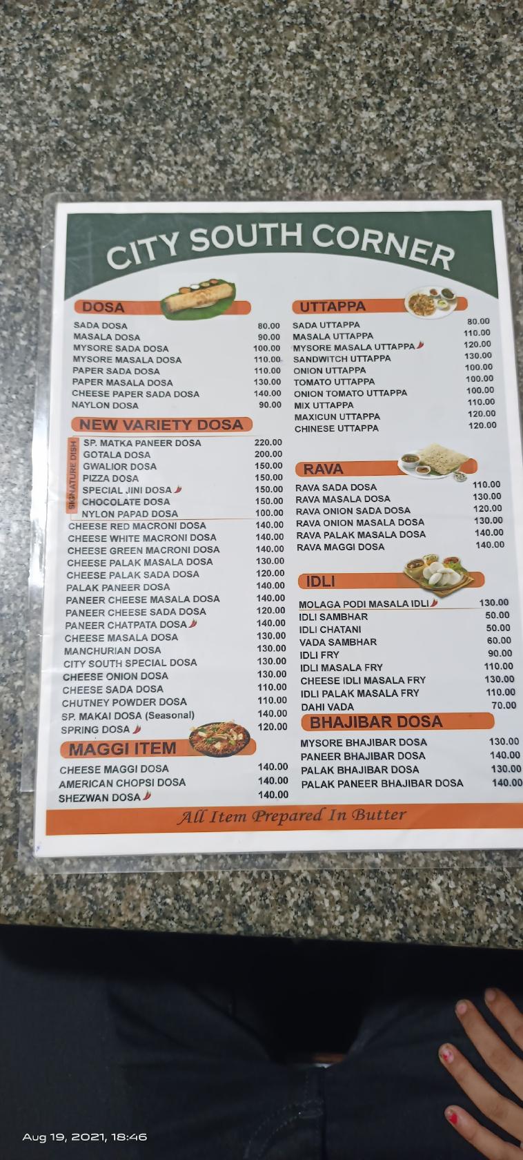 Menu at City South Corner - Best Restaurants, South Food Restaurant ...