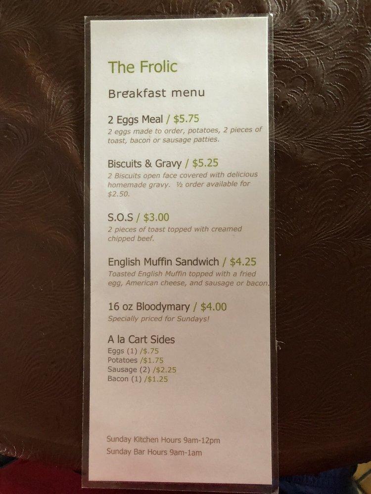 Menu at Frolic pub & bar, Waukegan