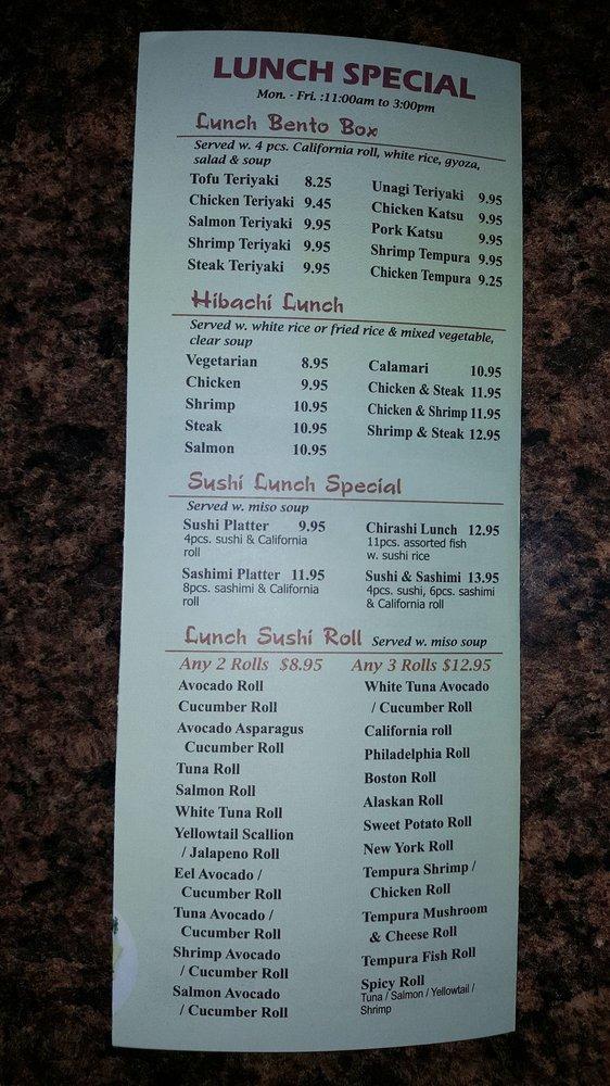 Menu at Nikko Japanese Restaurant, Pasco