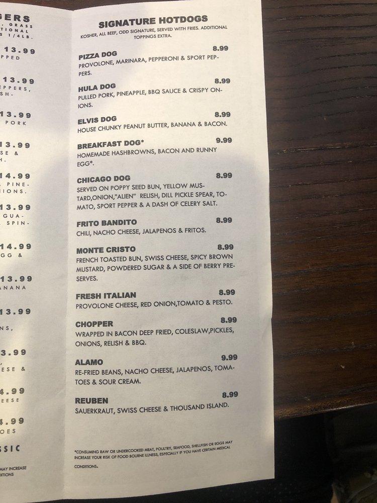 Menu at Old Dominion Doggery & Burger Shoppe restaurant, Strasburg