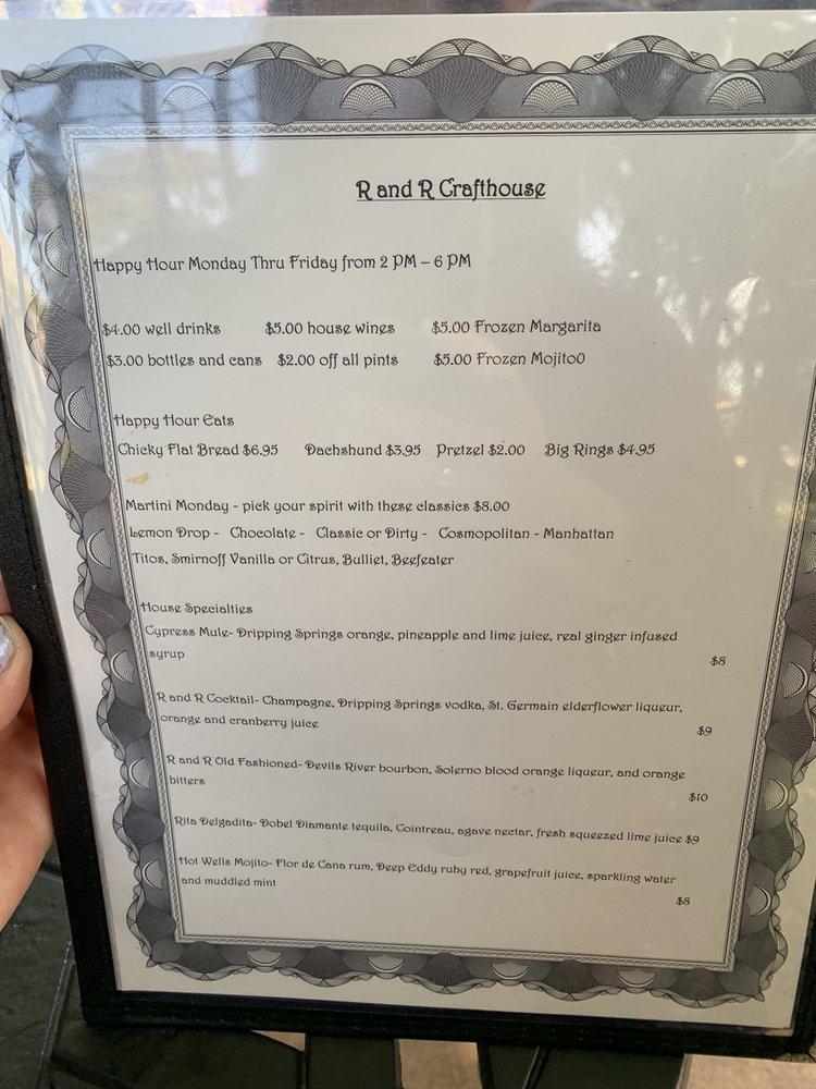 Menu at R&R Crafthouse Grill pub & bar, Cypress