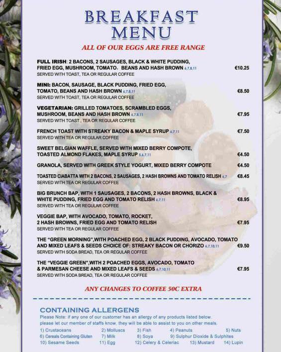 Menu at Rosemary Bistro cafe, Trim