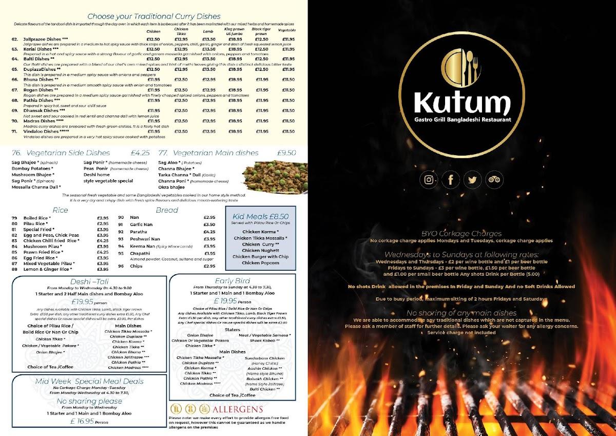 Menu at Kutum Gastro Grill & Restaurant, Belfast