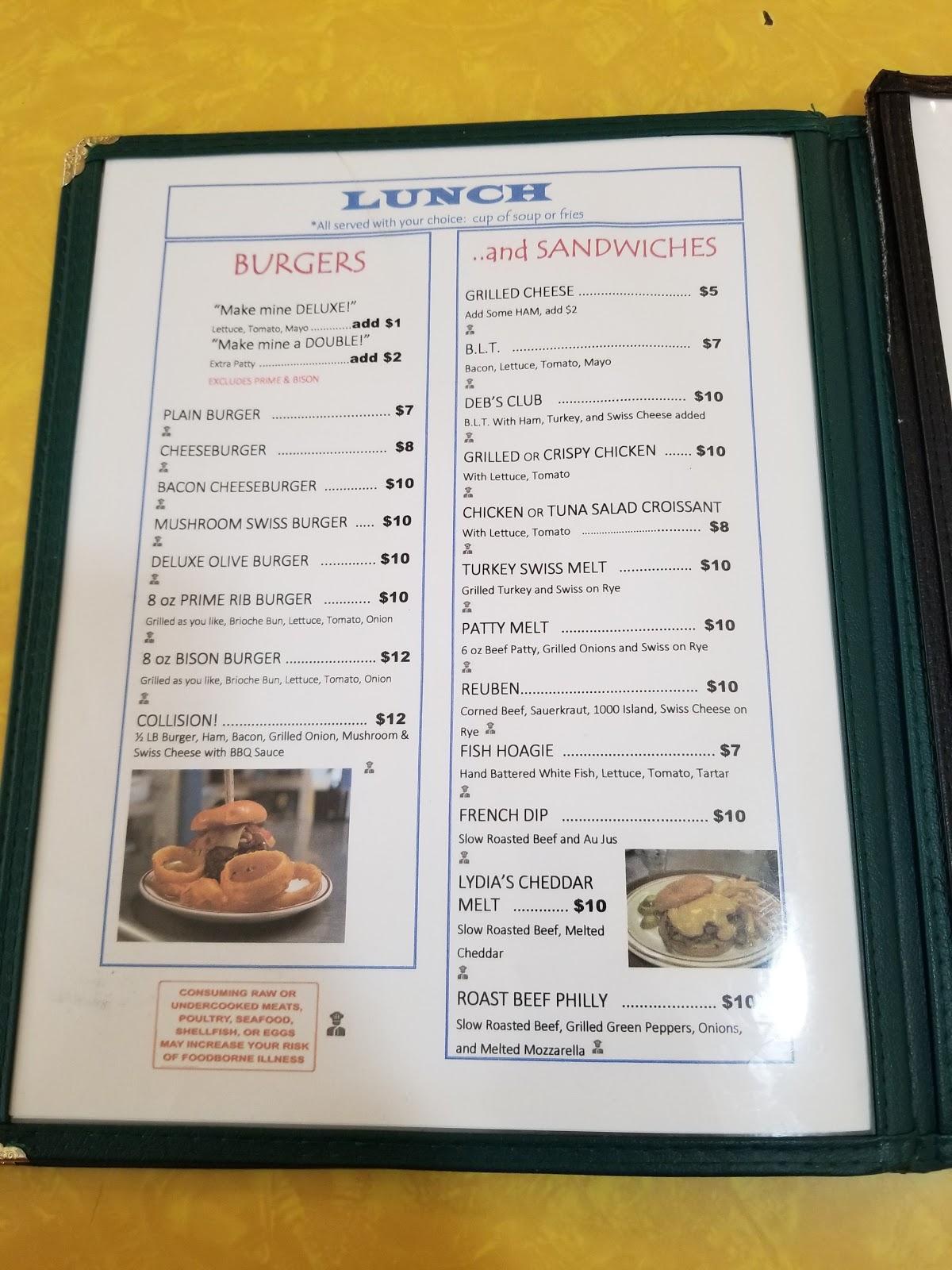Menu at Lydia's Down Home Cooking restaurant, Bridgman