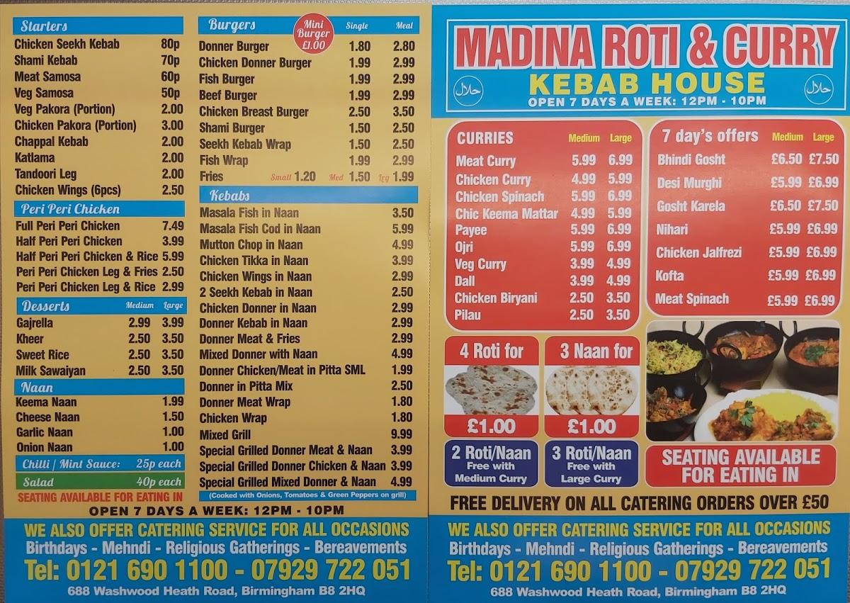Menu at Madina Roti And Curry restaurant, Birmingham