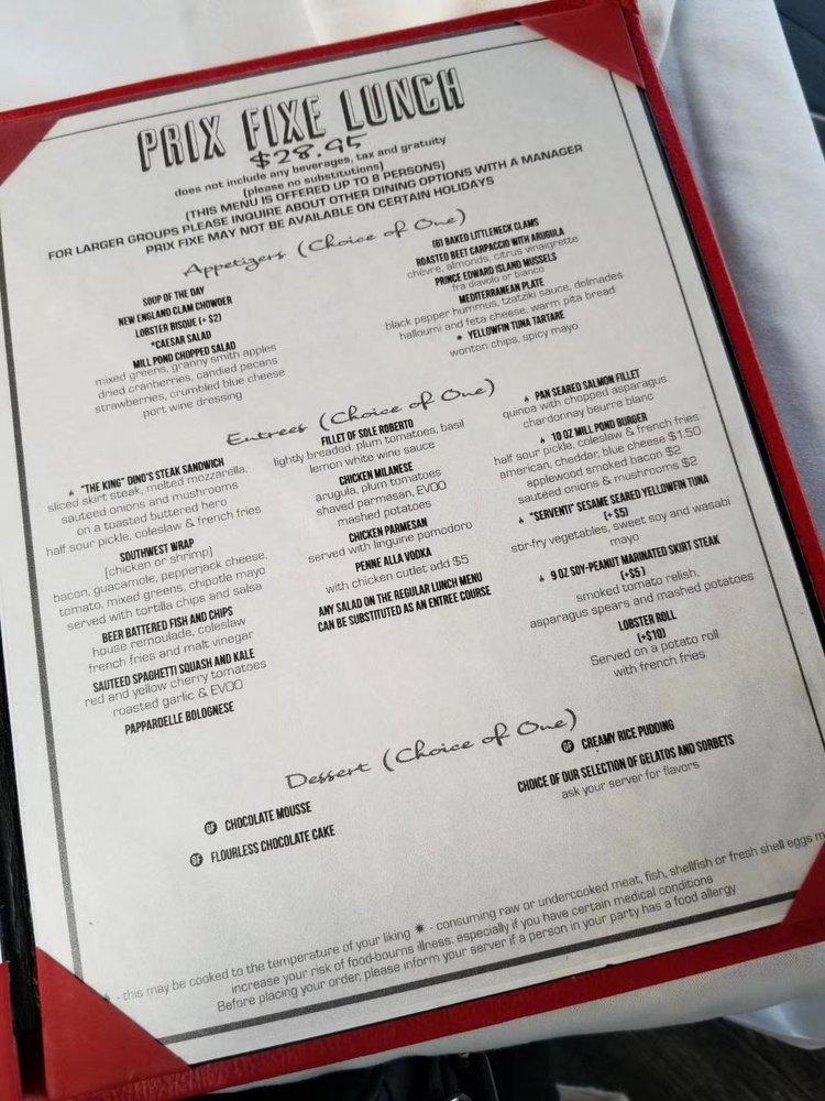 Menu at Mill Pond House steakhouse, Centerport